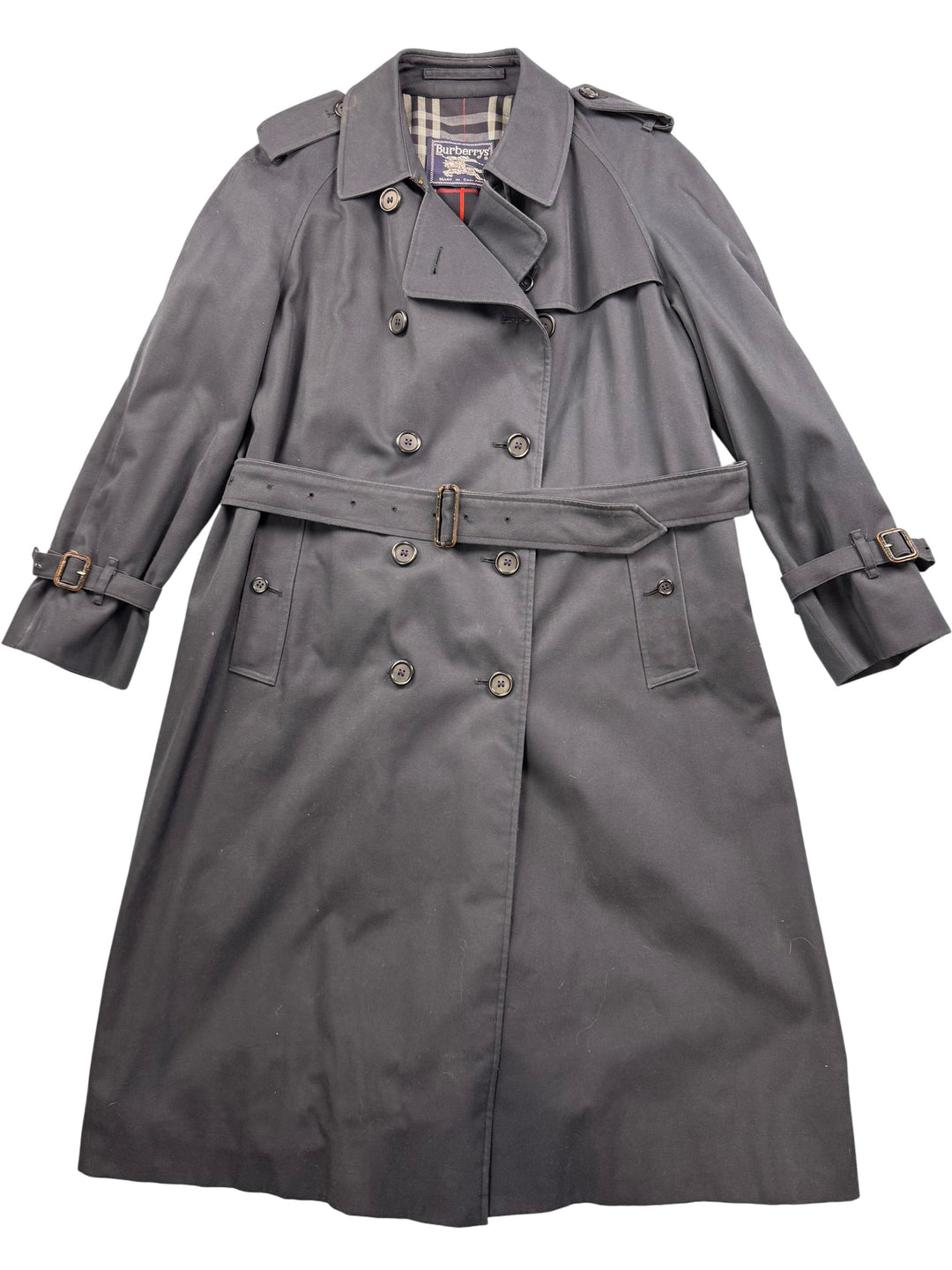 Burberry's Classic Navy Blue Trench Coat - M – Think Vintage ltd