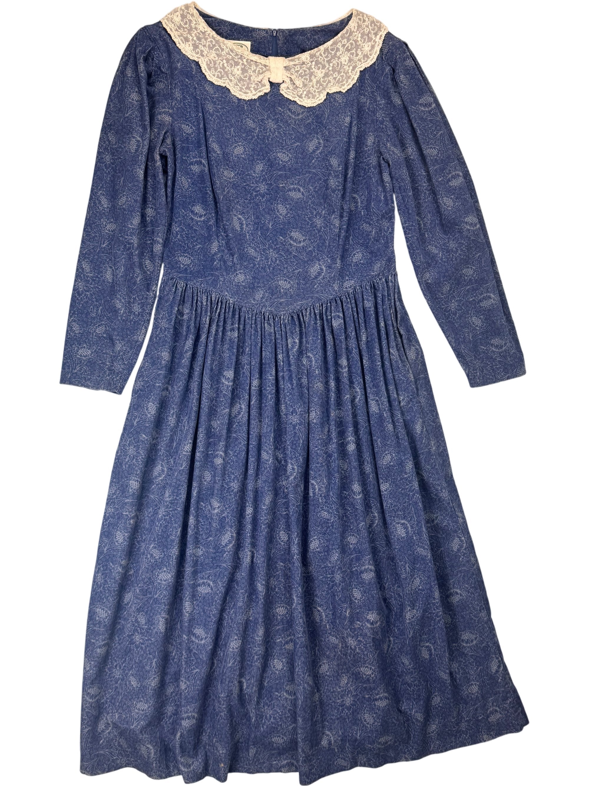 Laura Ashley Blue Floral Cotton Dress – Think Vintage