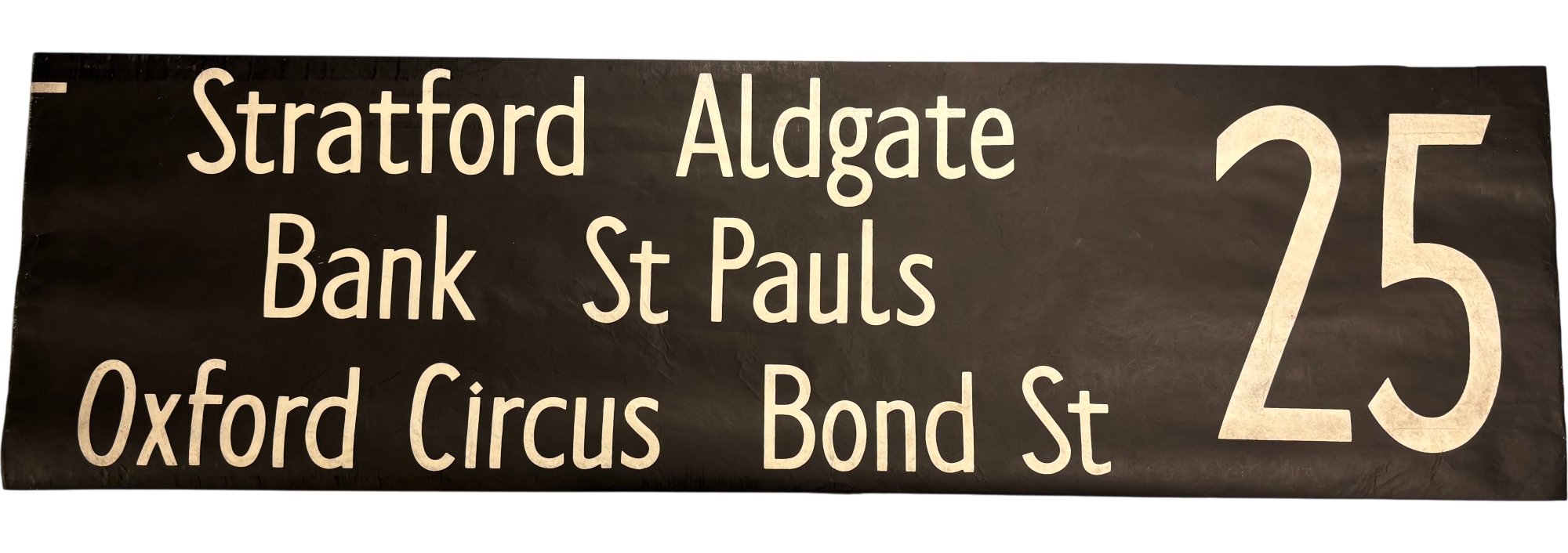 Vintage "Stratford/Aldgate/Bank..." Bus Destination Roll 'Sections' (L ...