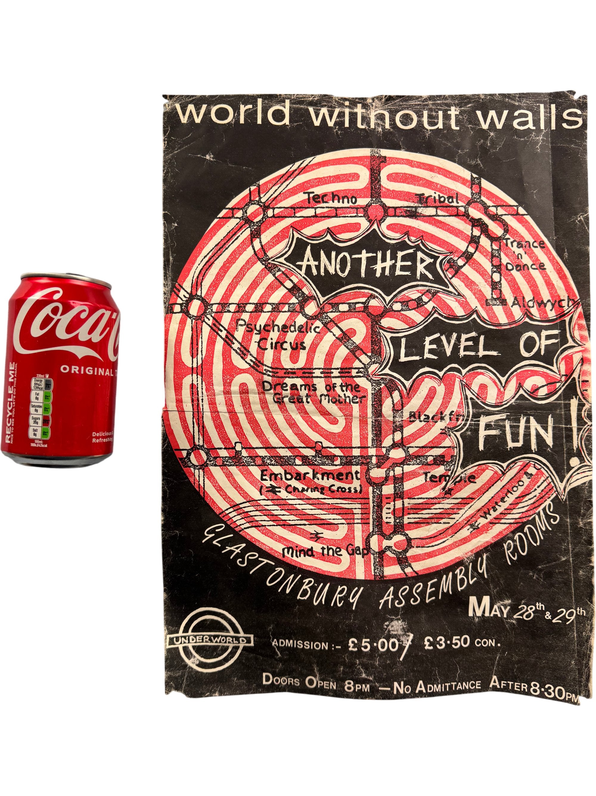 World Without Walls Glastonbury Poster Psychedelic Retro Design – Think ...